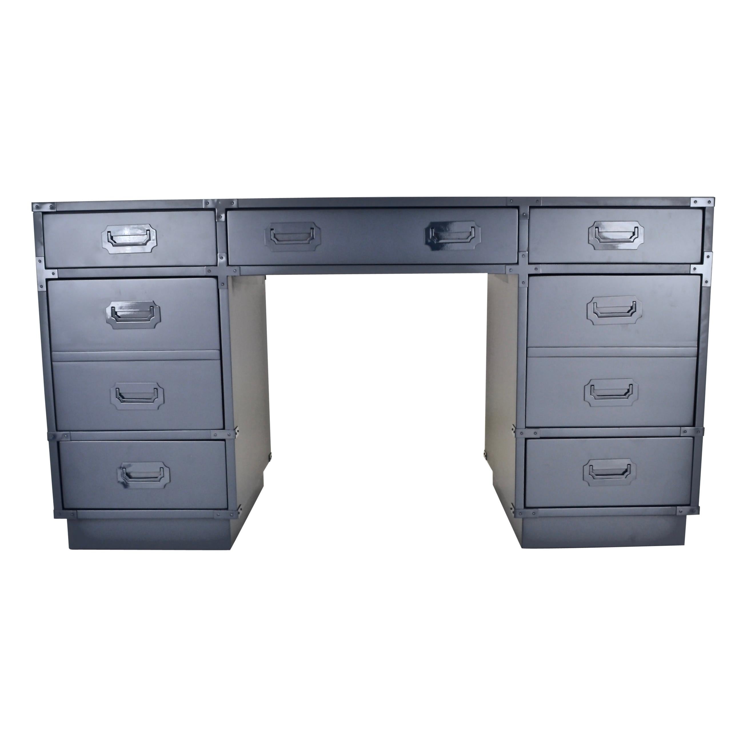 Campaign Desk Custom Lacquered in Polo Blue at 1stDibs