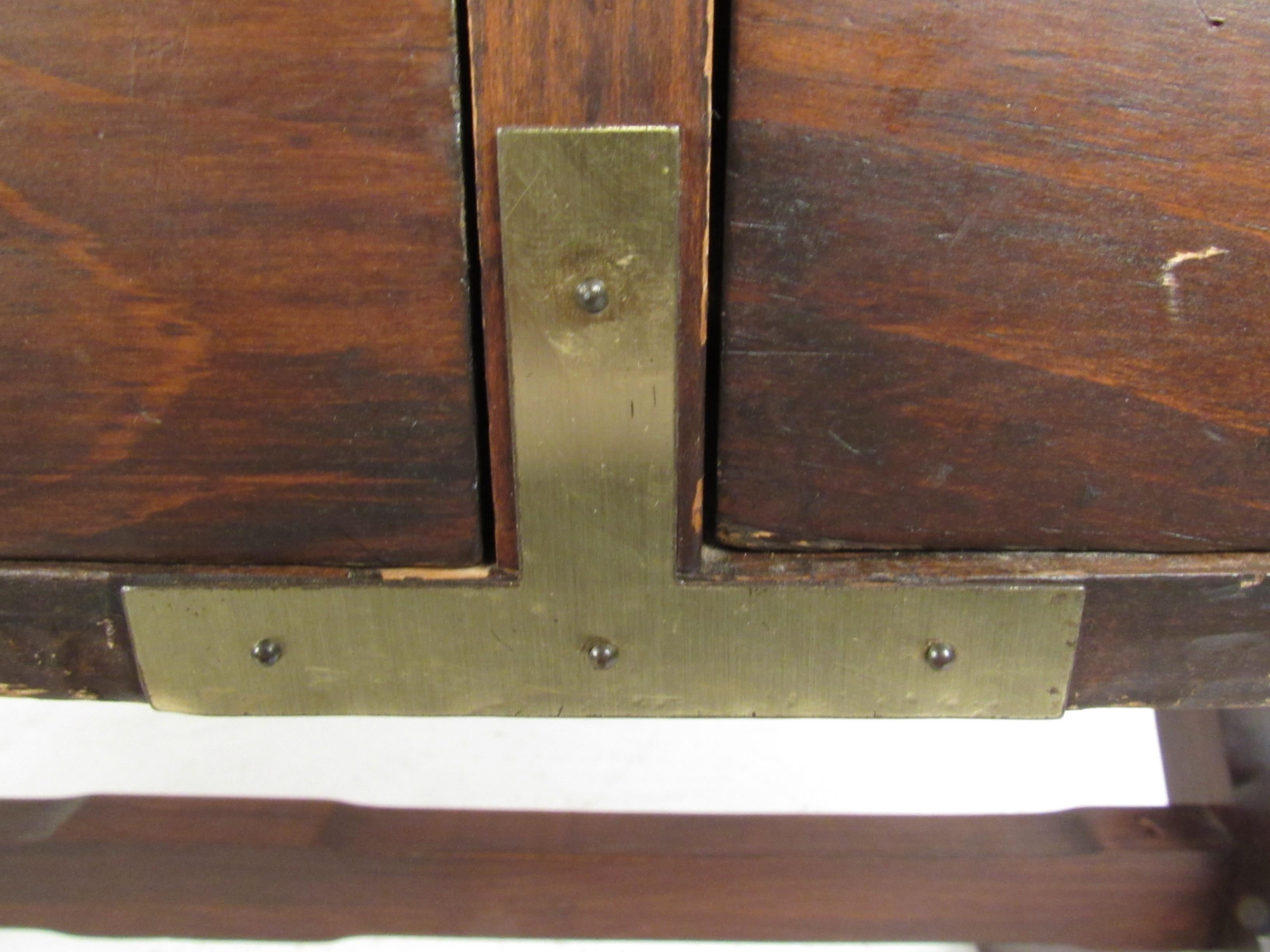 Campaign Desk W/ Brass Hardware at 1stDibs