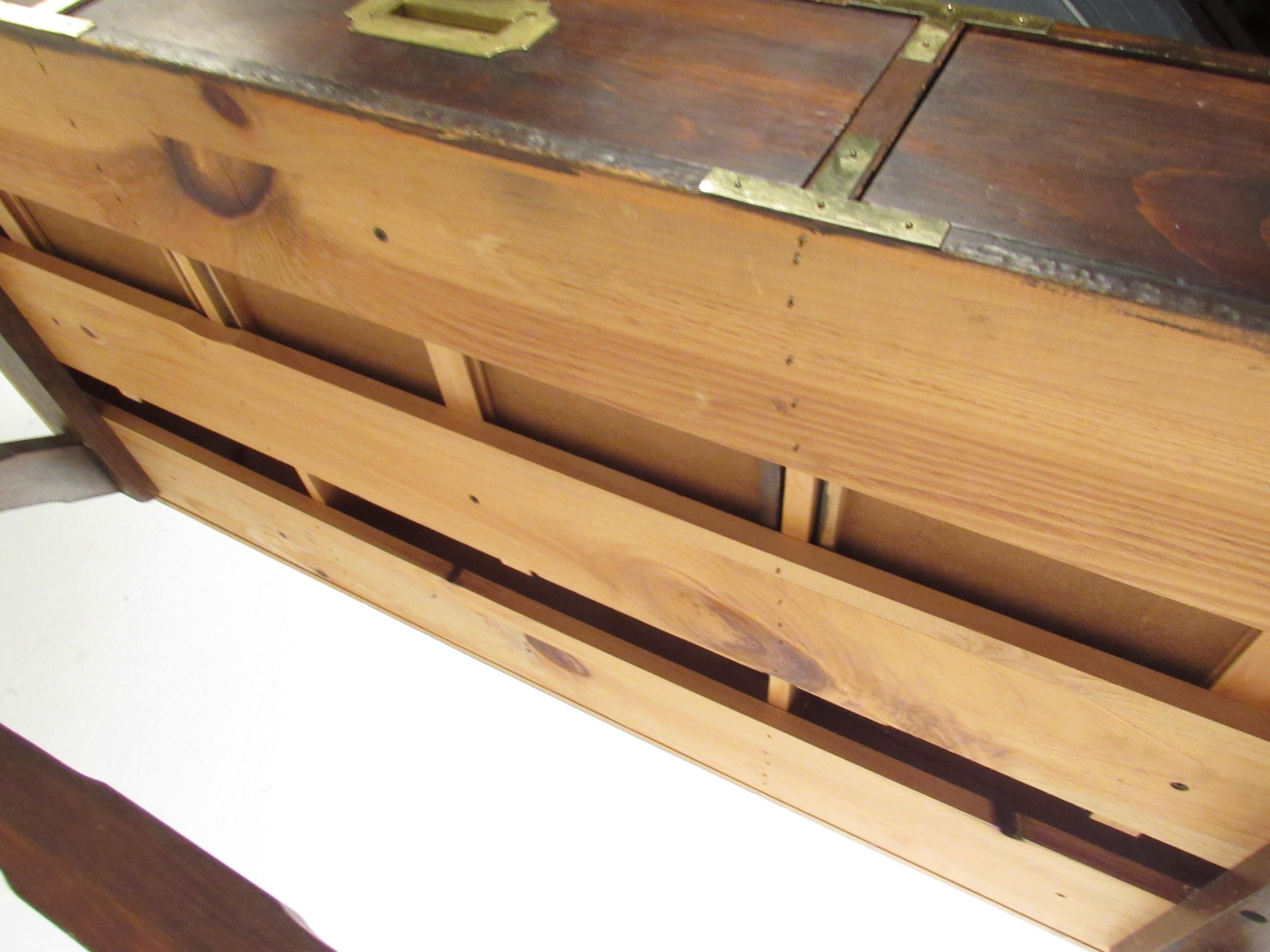 Campaign Desk W/ Brass Hardware at 1stDibs