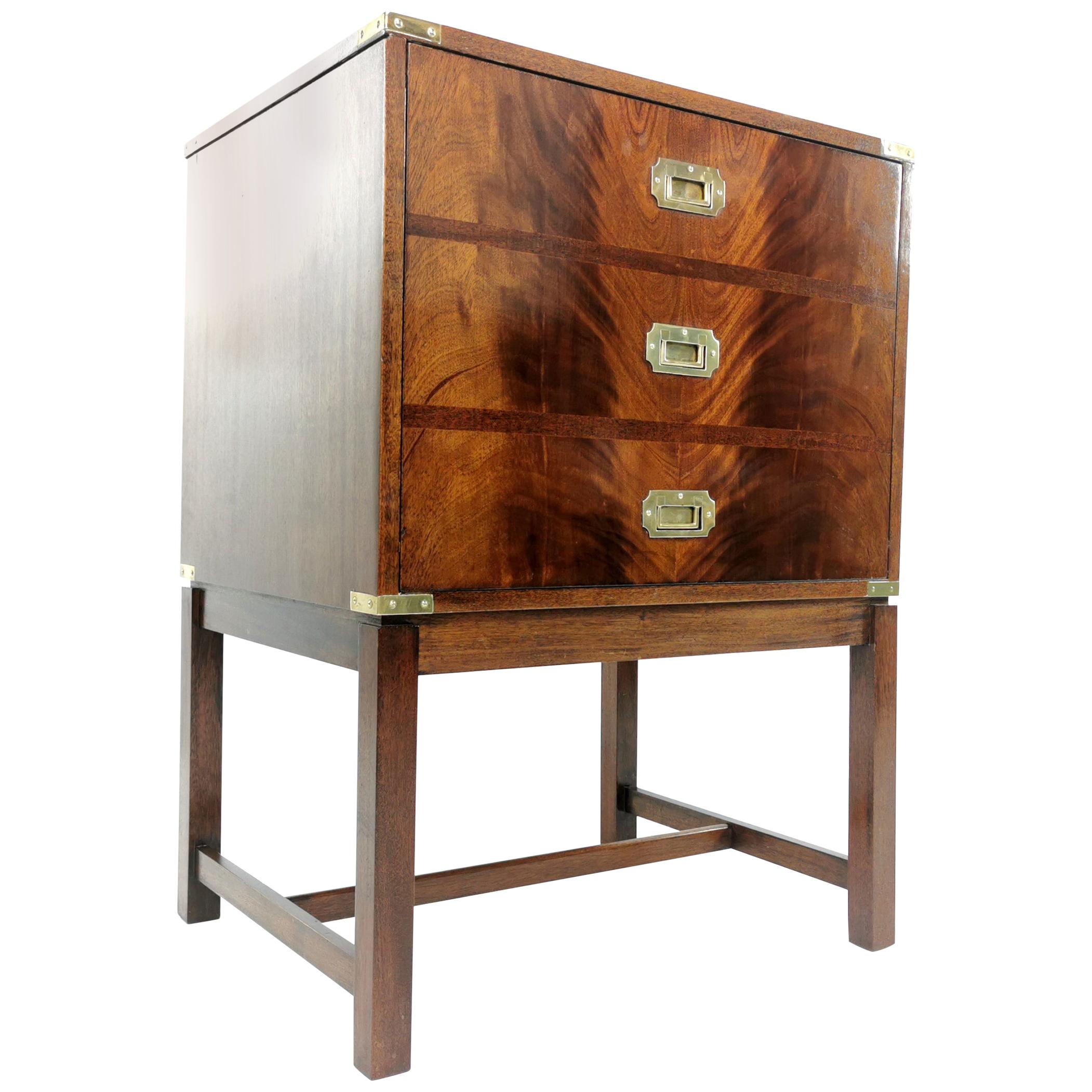 Campaign Military Mahogany Media Cabinet Midcentury Vintage For Sale at ...