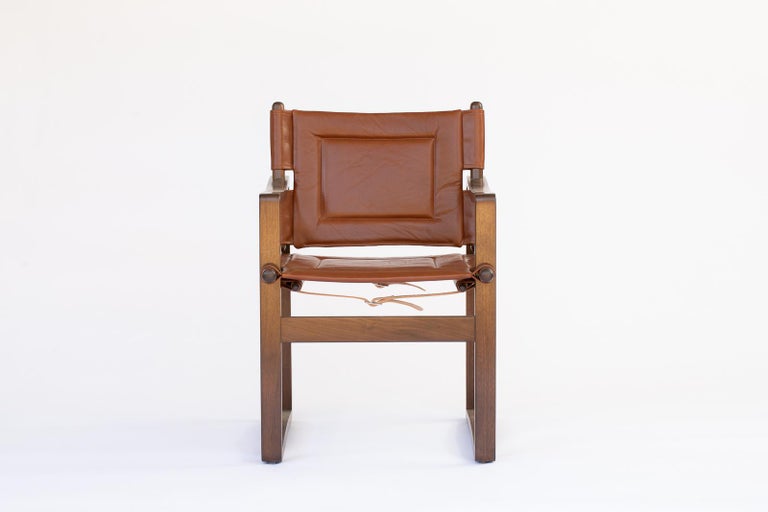 Campaign walnut safari Dining Chair with Brown or Black Leather For ...