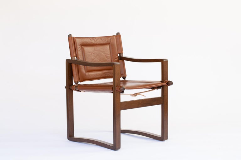 Campaign walnut safari Dining Chair with Brown or Black Leather For ...