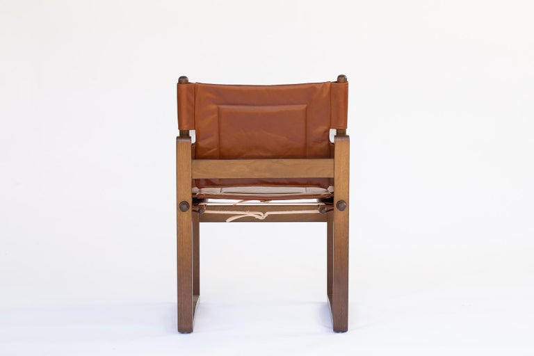 Campaign walnut safari Dining Chair with Brown or Black Leather For ...