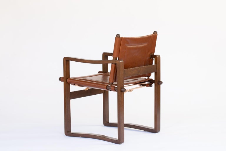 Campaign walnut safari Dining Chair with Brown or Black Leather For ...
