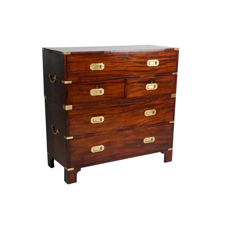 Campaign Secretary Chest of Drawers, England, circa 1840 at 1stDibs