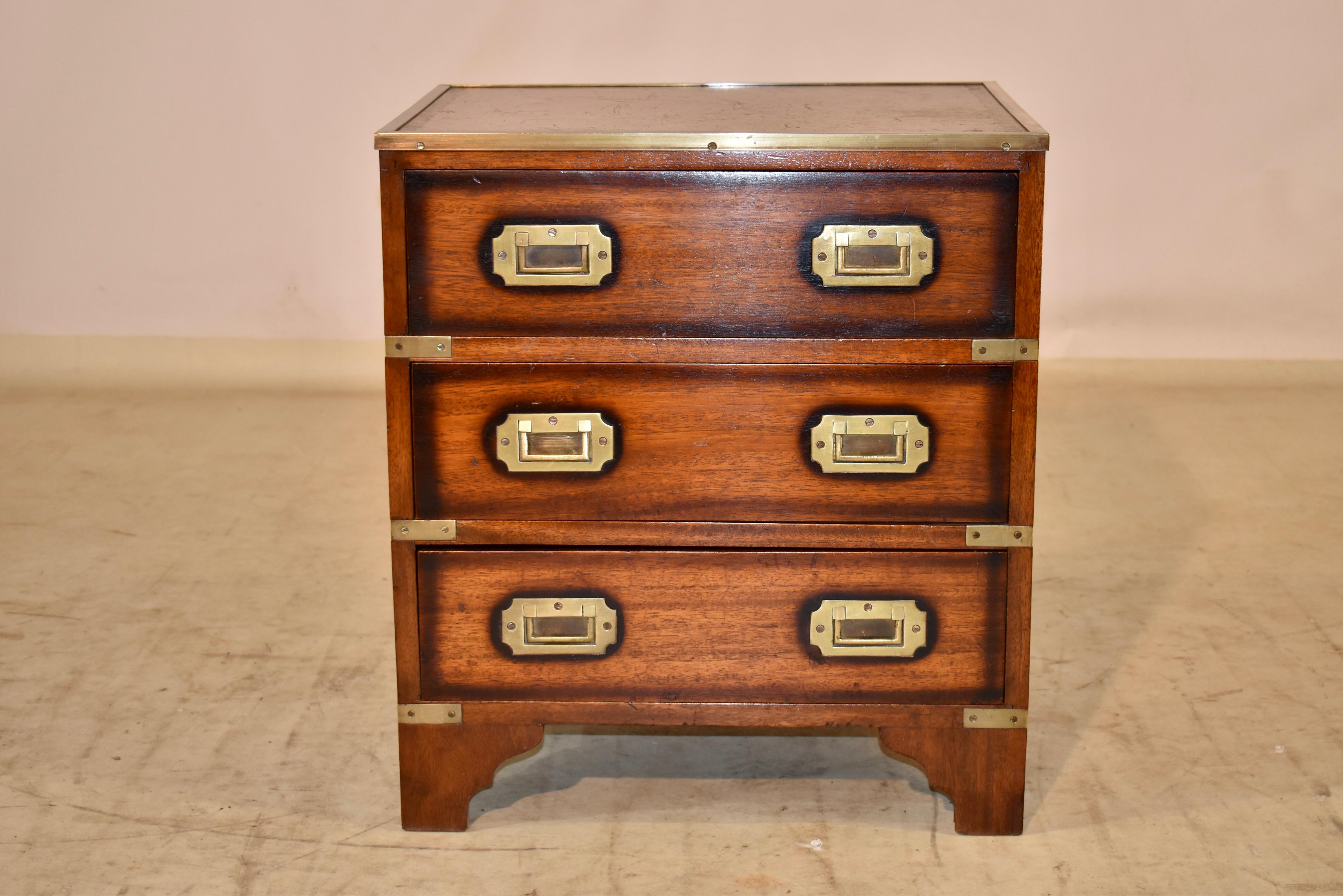 Campaign Small Chest Side Table, circa 1950 For Sale at 1stDibs