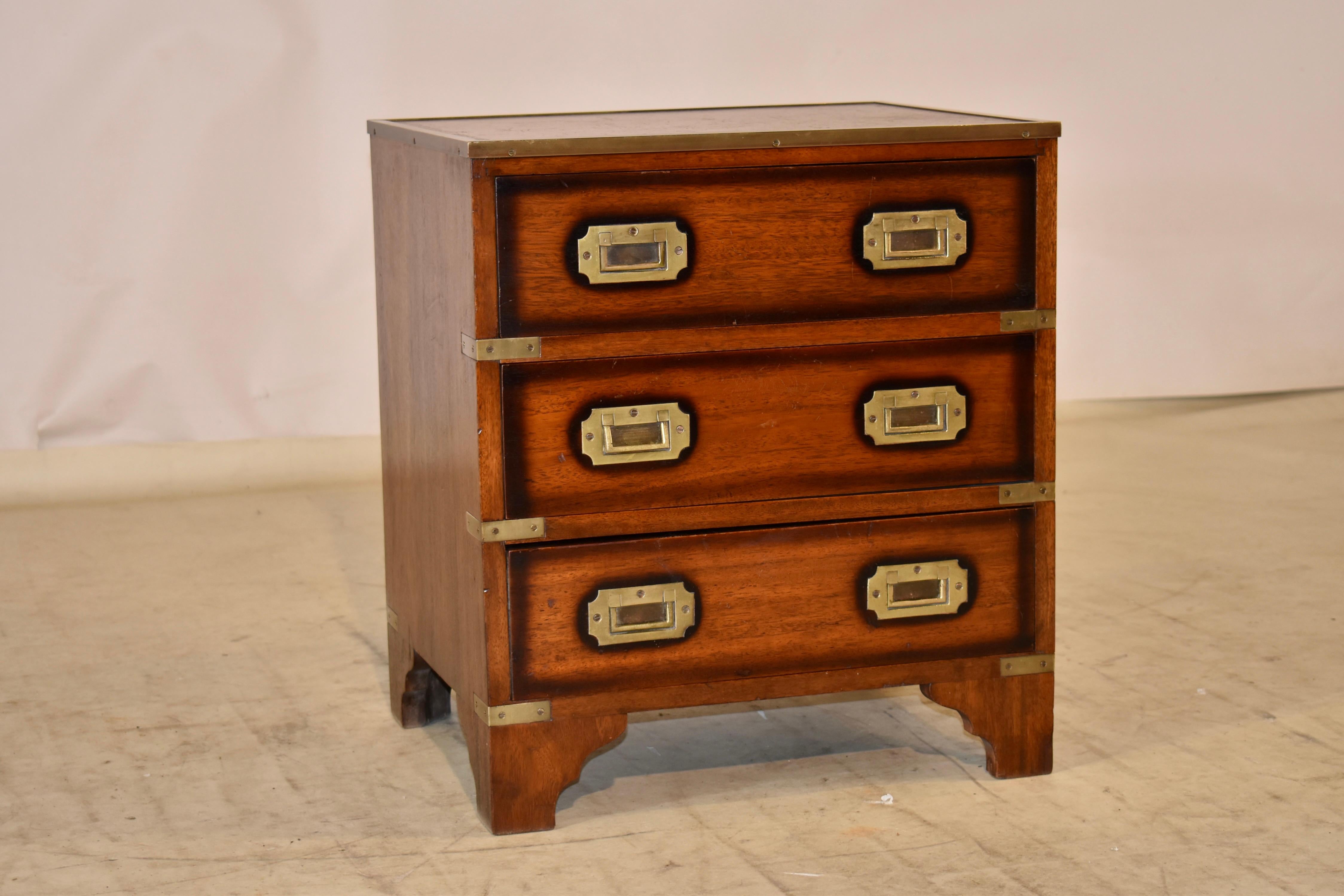 Campaign Small Chest Side Table, circa 1950 For Sale at 1stDibs