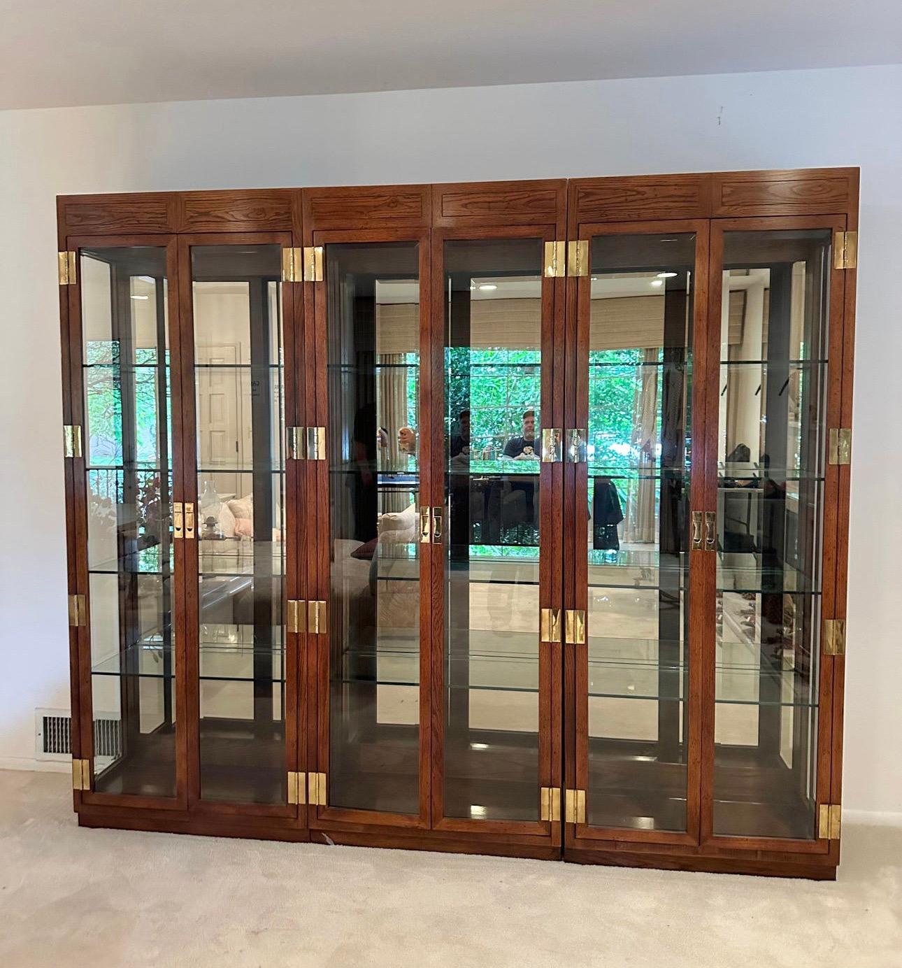 Campaign Style Curio Display Cabinets by Henredon Set of 3 For Sale at ...
