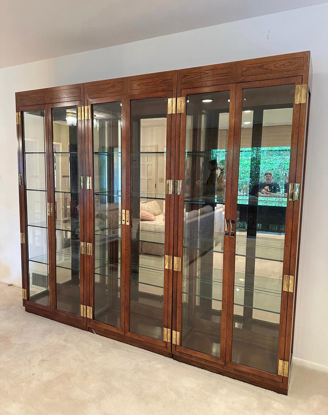 Campaign Style Curio Display Cabinets by Henredon Set of 3 For Sale at ...