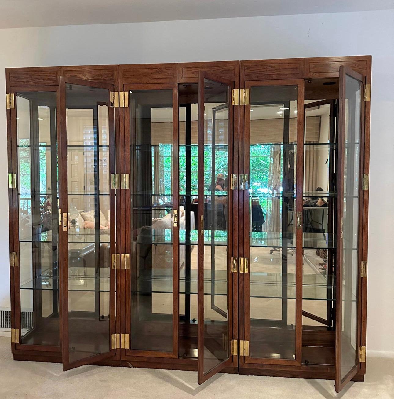 Campaign Style Curio Display Cabinets by Henredon Set of 3 For Sale at ...