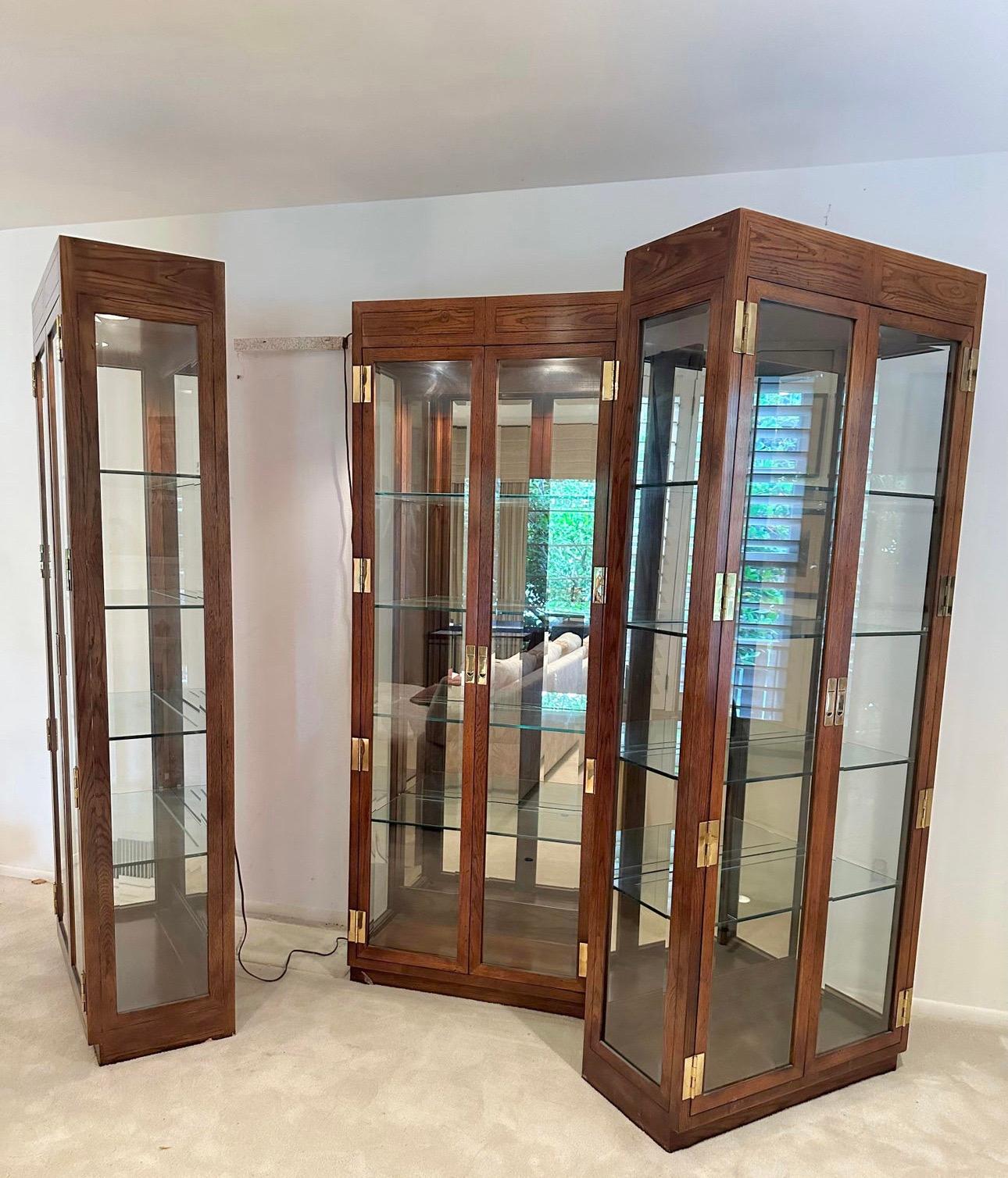 Campaign Style Curio Display Cabinets by Henredon Set of 3 For Sale at ...