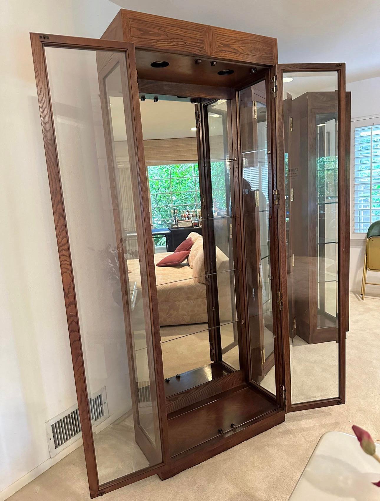 Campaign Style Curio Display Cabinets by Henredon Set of 3 For Sale at ...