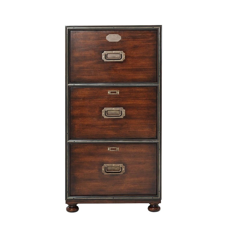 Campaign Style Filing Cabinet For Sale at 1stDibs