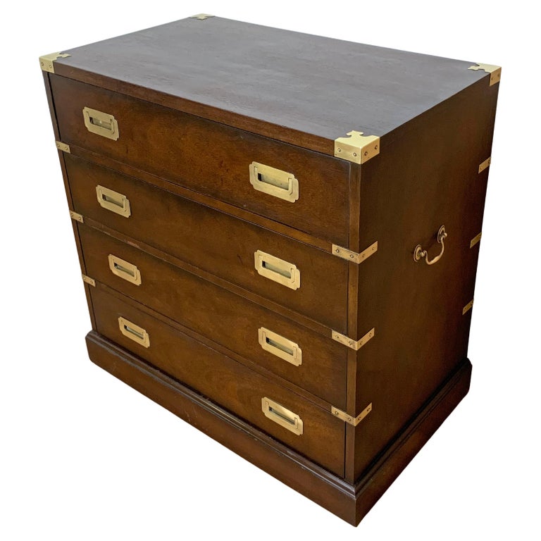 Campaign Style Four Drawer Chest, Circa 1950s at 1stDibs