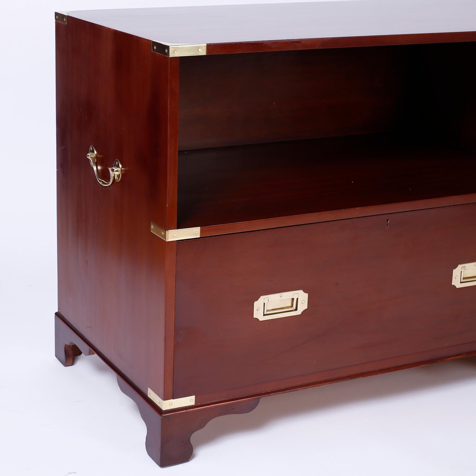 Campaign Style Midcentury Console Bookcase at 1stDibs