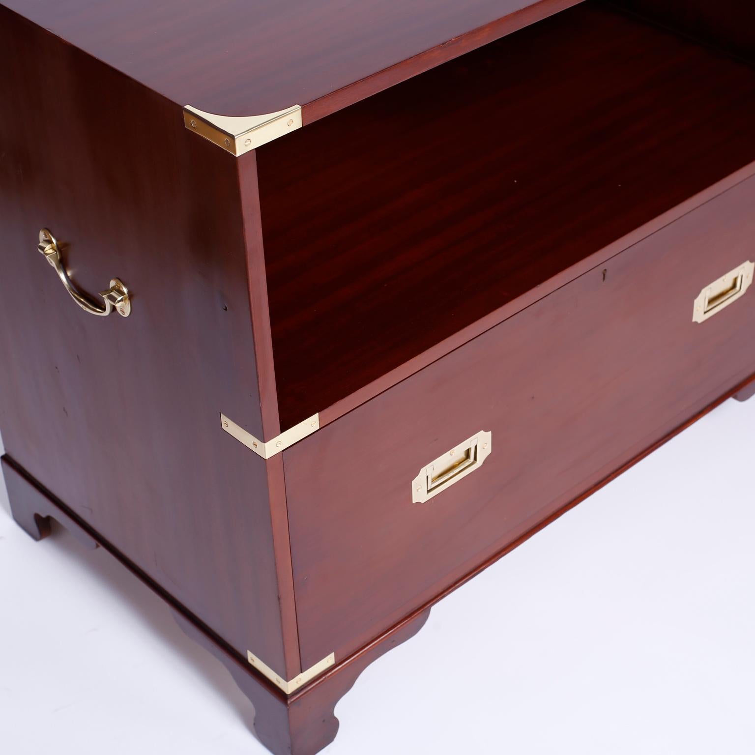 Campaign Style Midcentury Console Bookcase at 1stDibs