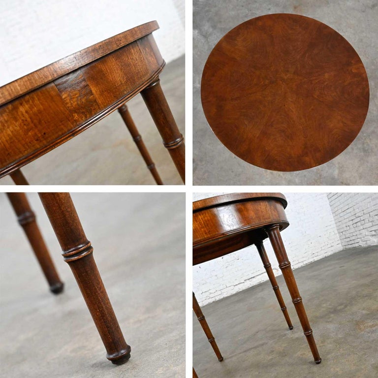 Campaign Style Round Walton Accent Lamp Table Faux Bamboo Legs by Fine ...