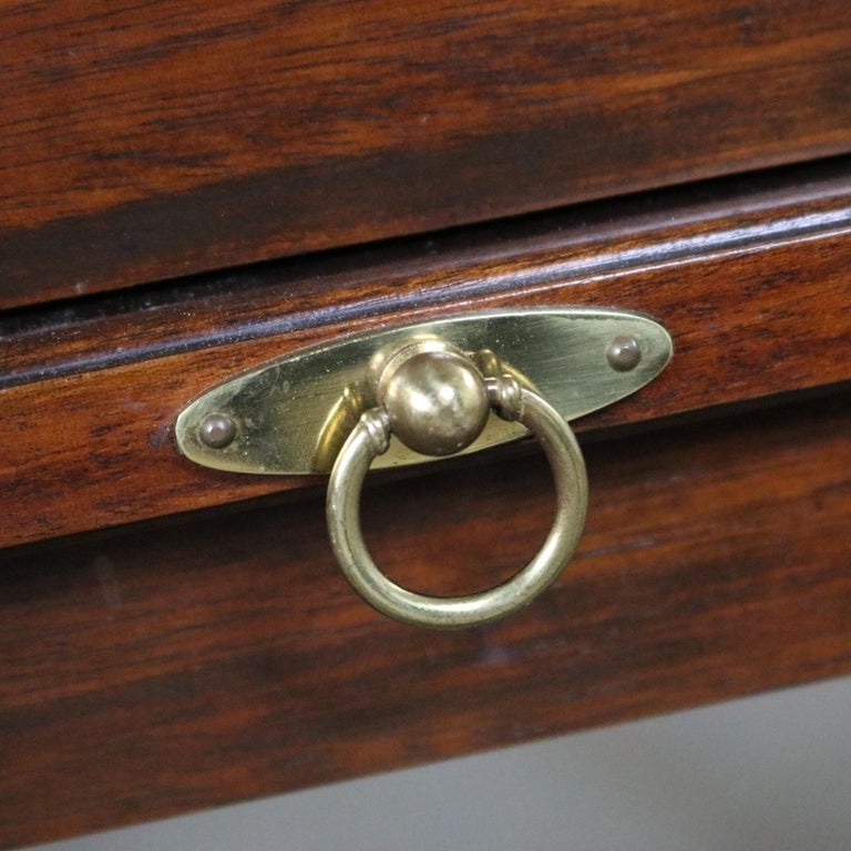 Campaign Style Square Side or End Table with Pull-Out Shelf and Brass ...