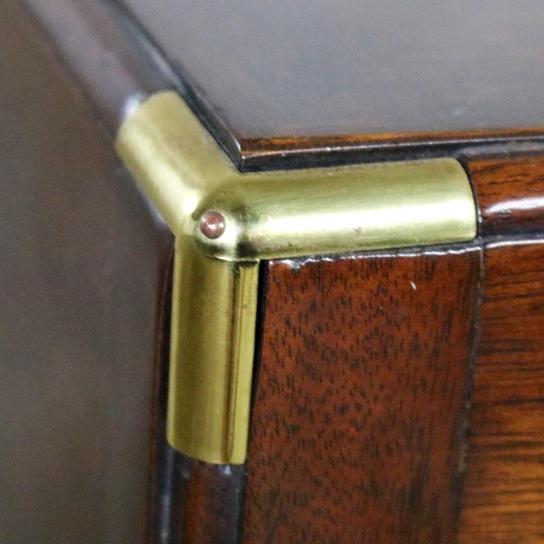 Campaign Style Square Side or End Table with Pull-Out Shelf and Brass ...