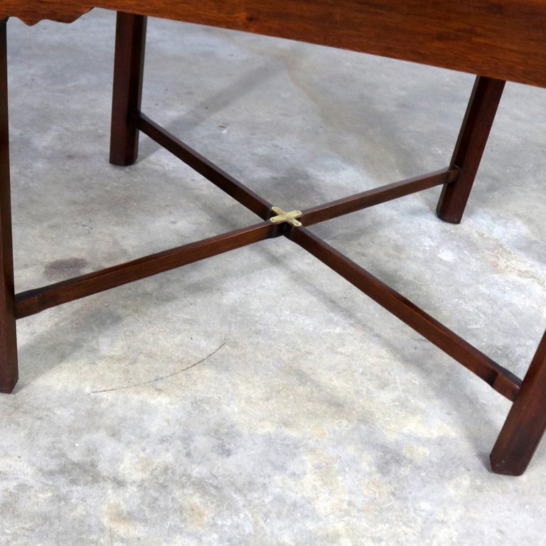 Campaign Style Square Side or End Table with Pull-Out Shelf and Brass ...