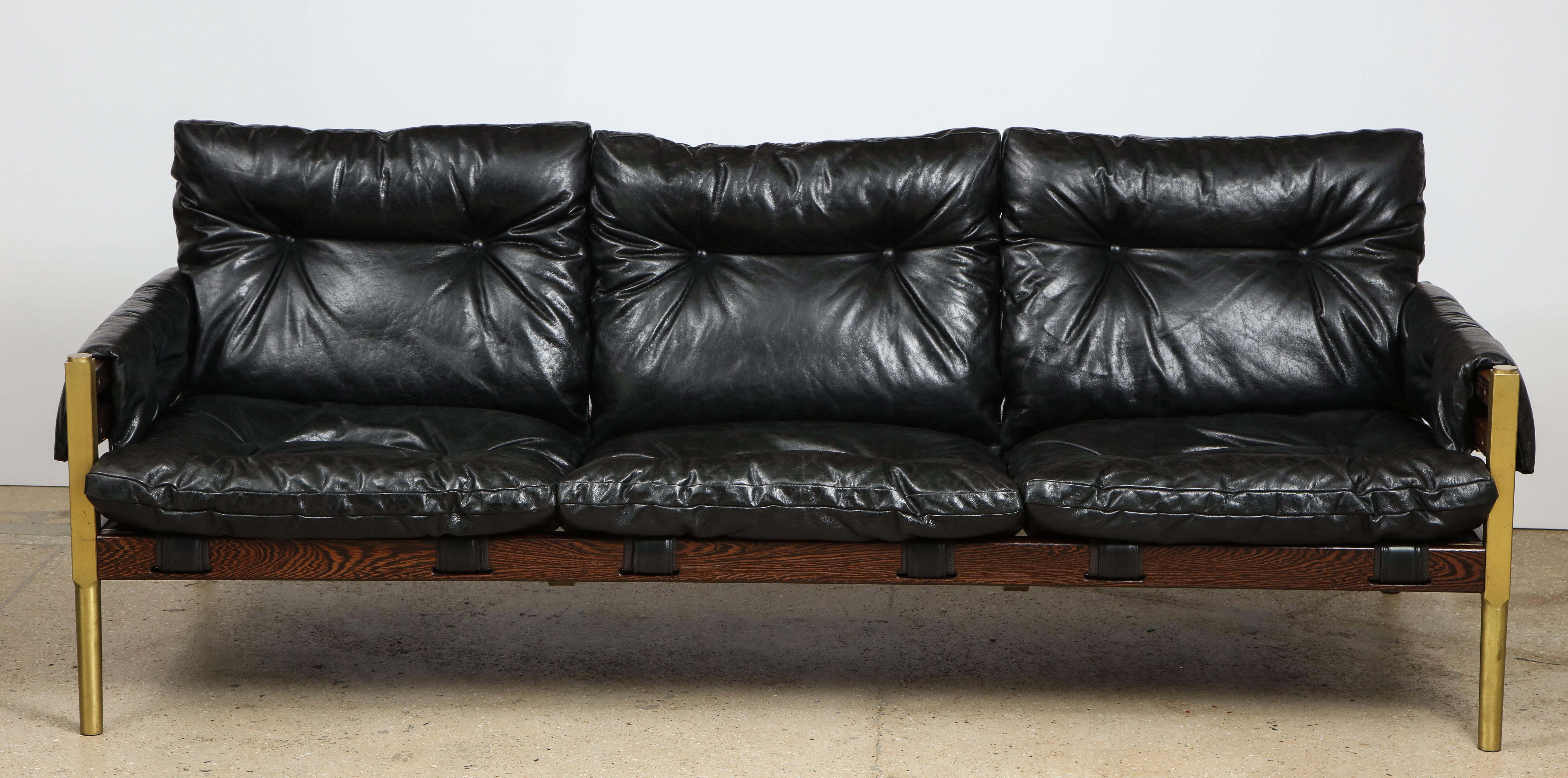 Campanha Sofa with Tufted Leather Brass Legs and Wooden Frame Campaign ...