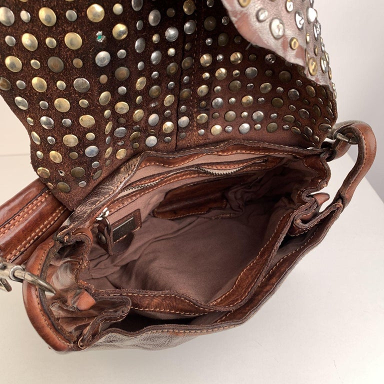 Campomaggi Teodorano Metallic Silver Leather Studded Shoulder Bag For ...