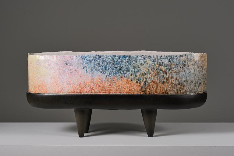 Camuflatge by Rosa Cortiella, Grogged Clay Fruit Bowl For Sale at 1stDibs