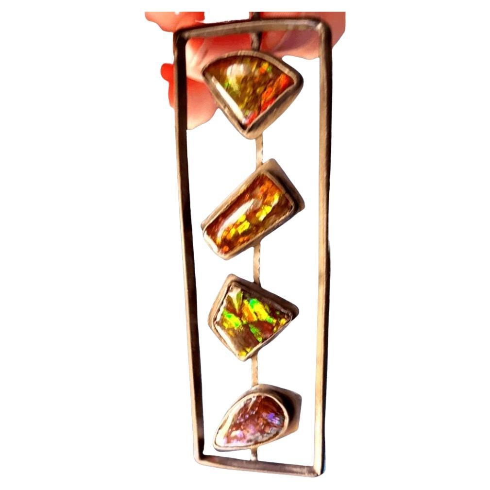 Canadian Ammolite Silver Ladder Pendant For Sale at 1stDibs