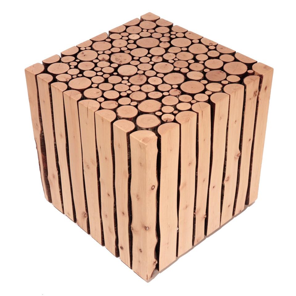 Canadian Bunched Birch Branches Cube Side Table For Sale at 1stDibs