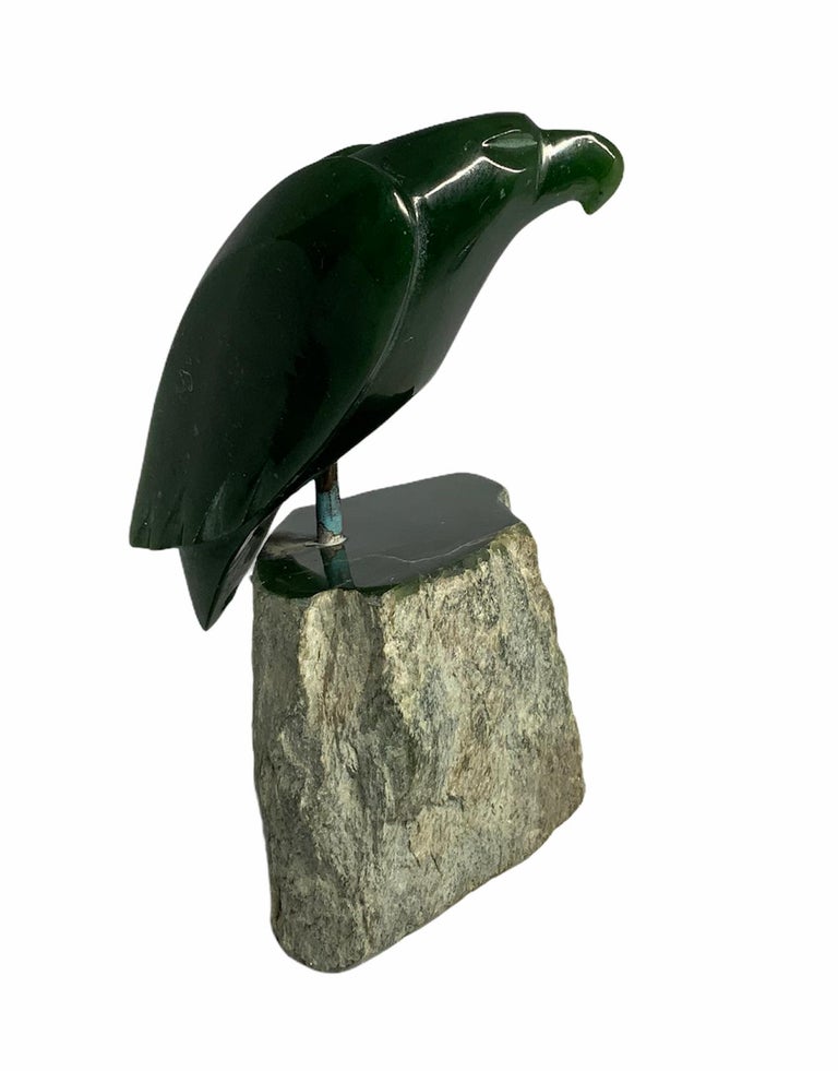 Canadian Jade Carved Sculpture of a Raven at 1stDibs