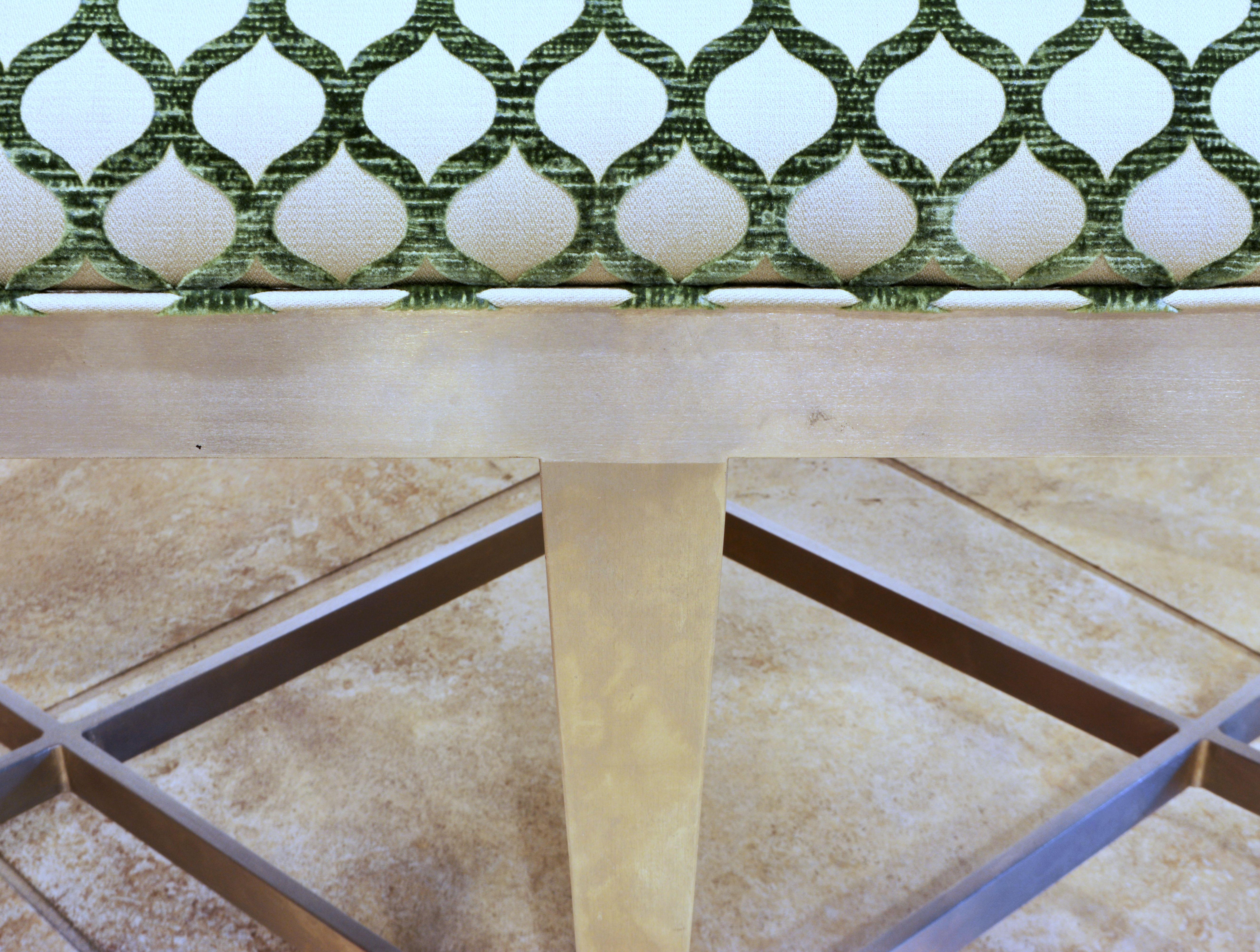 Canadian Post Modern Upholstered Stainless Steel Bench with X ...