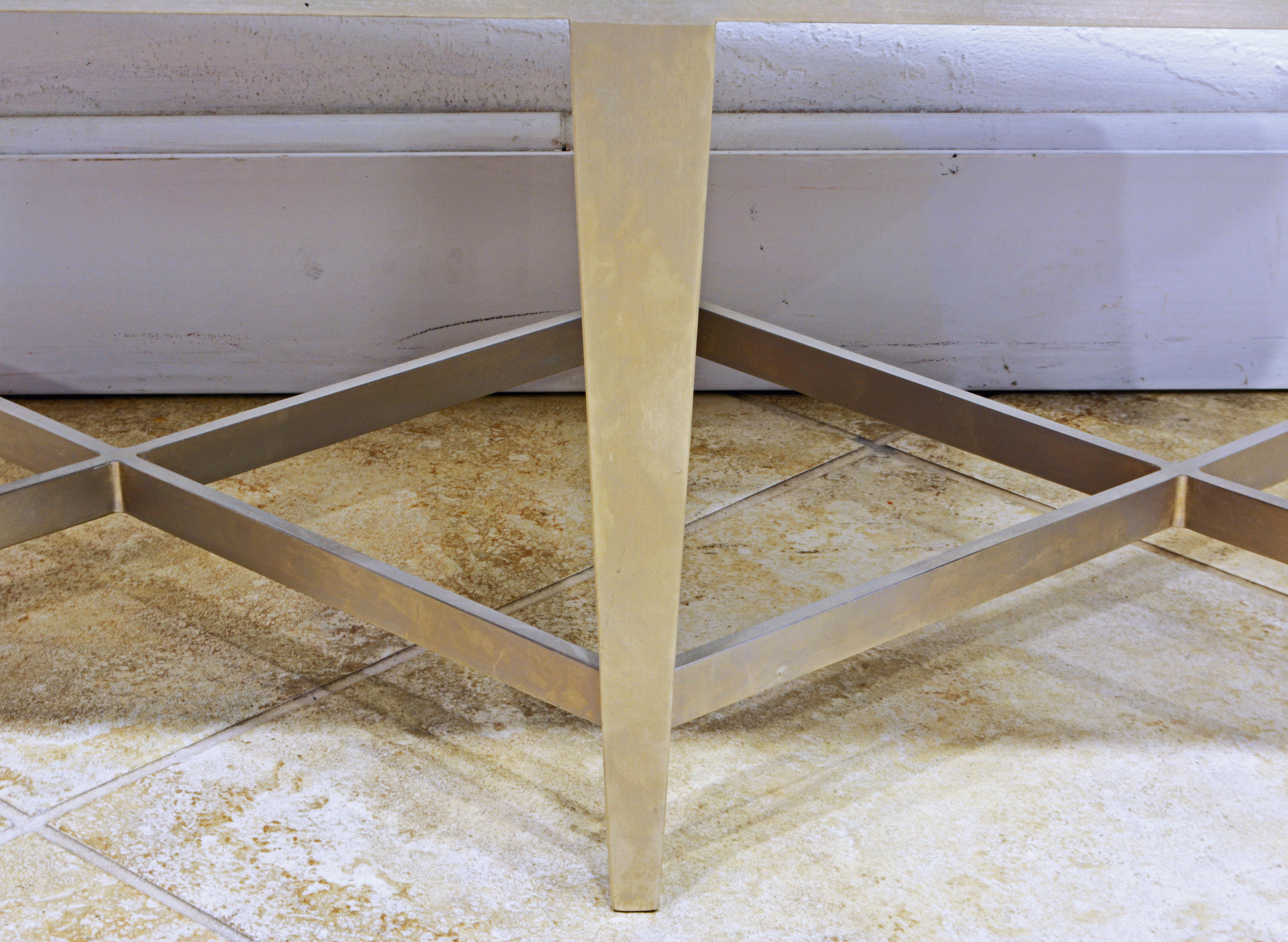 Canadian Post Modern Upholstered Stainless Steel Bench with X ...