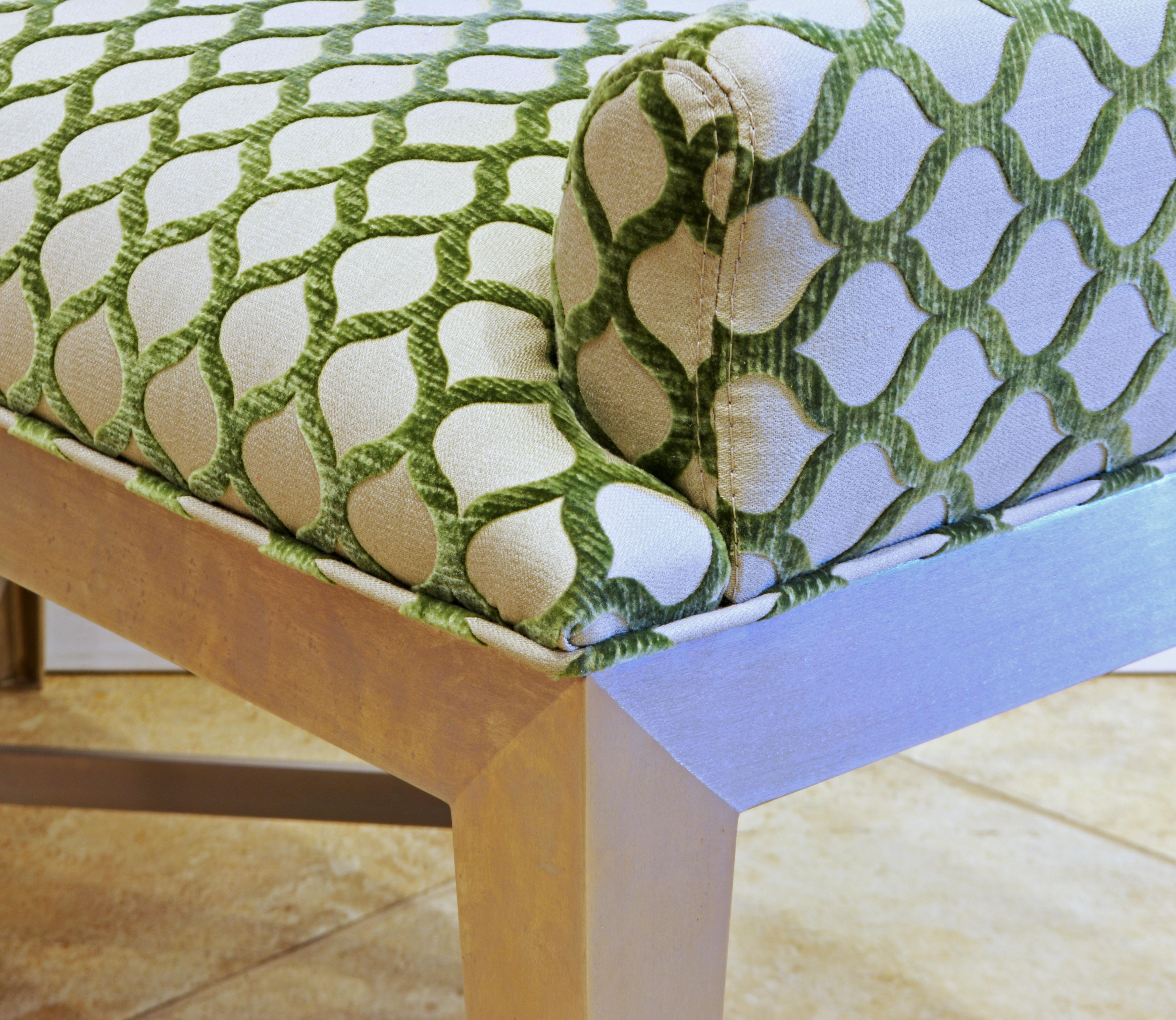 Canadian Post Modern Upholstered Stainless Steel Bench with X ...