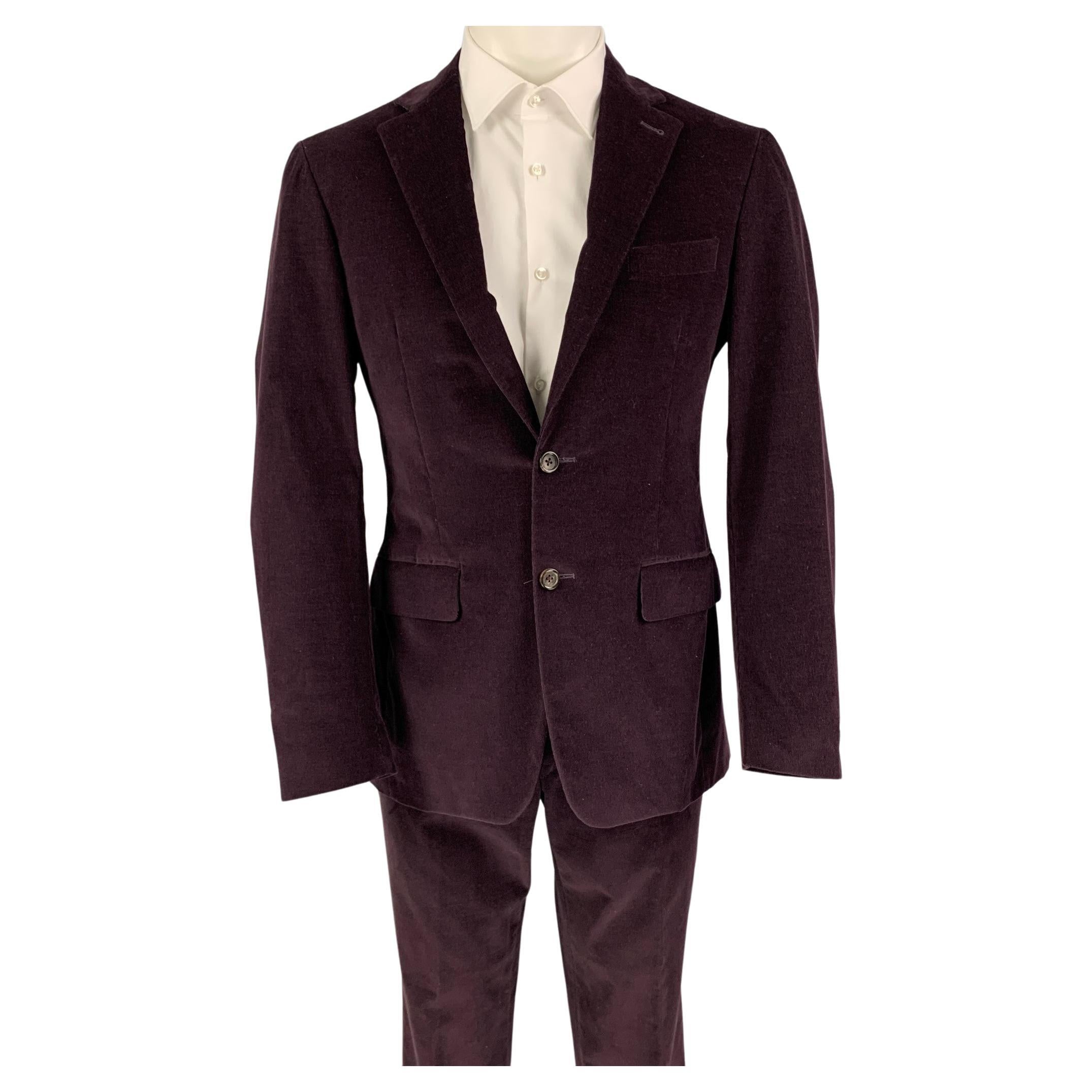 CANALI Size 40 Long Stripe Taupe Wool Notch Lapel Suit For Sale at 1stDibs