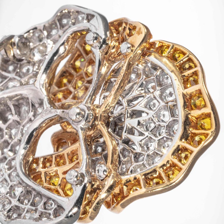 Canary and Colorless Diamond Pansy Pin, Signed Oscar Heyman Brothers ...