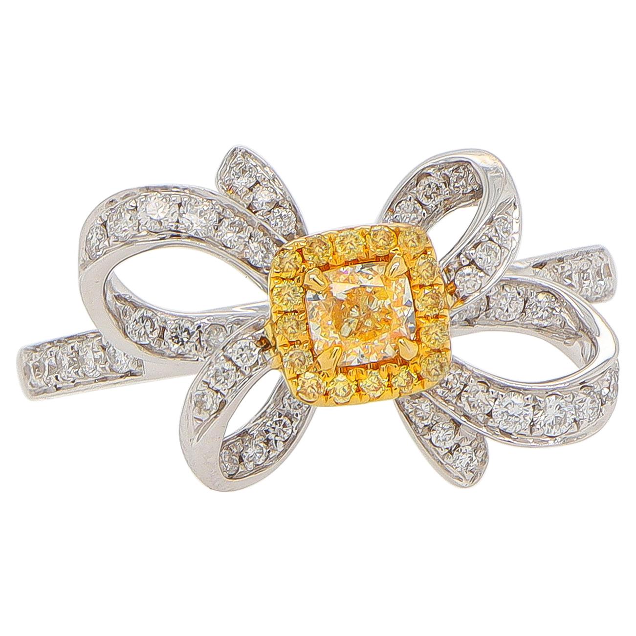 Fancy Light Yellow Canary Diamond gold platinum Halo Ring at 1stDibs ...