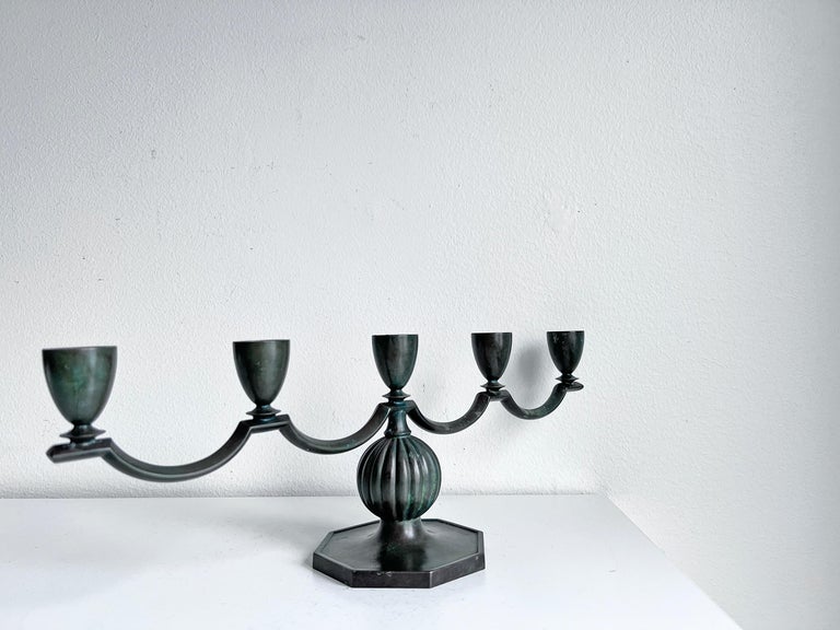 Candelabra in Bronze by GAB, Guldsmedsaktiebolaget 1930's For Sale at ...