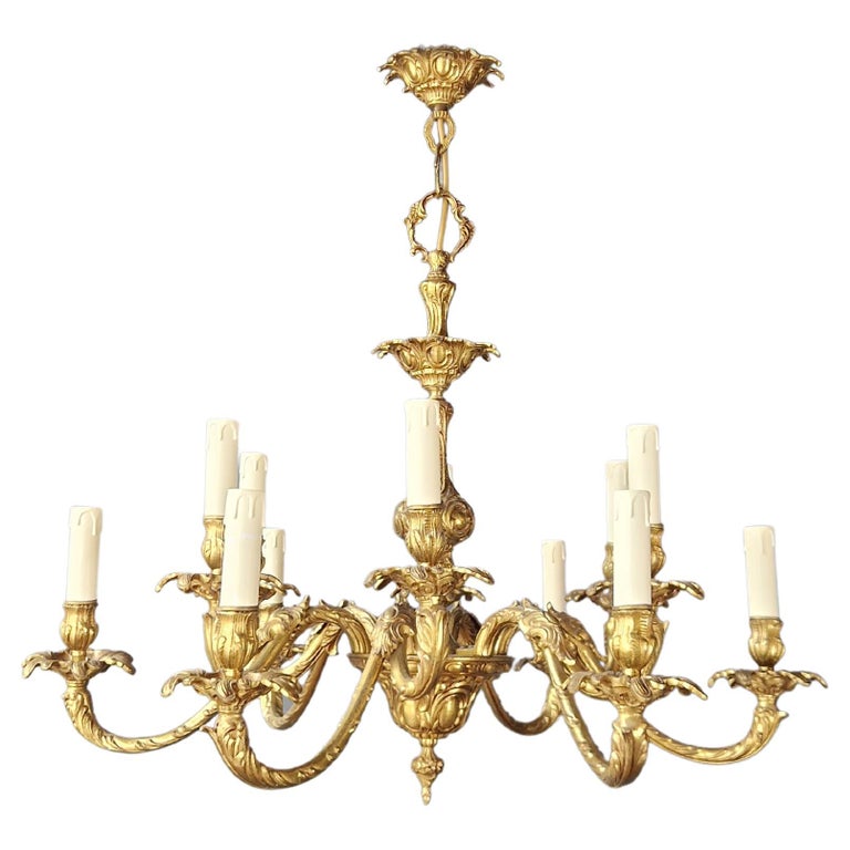 Candelabrum Brass Antique Chandelier Louis XVI Art For Sale at 1stDibs