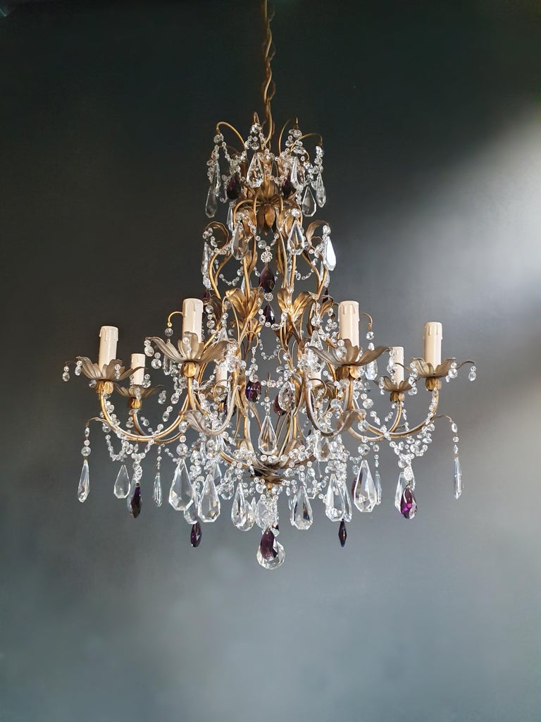 Candelabrum Purple Crystal Antique Chandelier Ceiling Lustre Art ...
