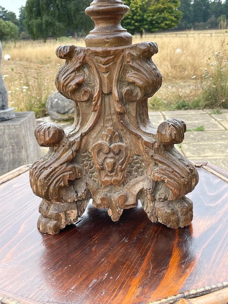 Candlestick Torchere Massive Pair Italian Baroque Beech Carved 40" high ...
