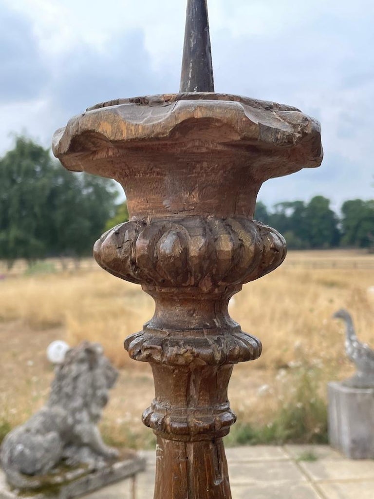 Candlestick Torchere Massive Pair Italian Baroque Beech Carved 40" high ...
