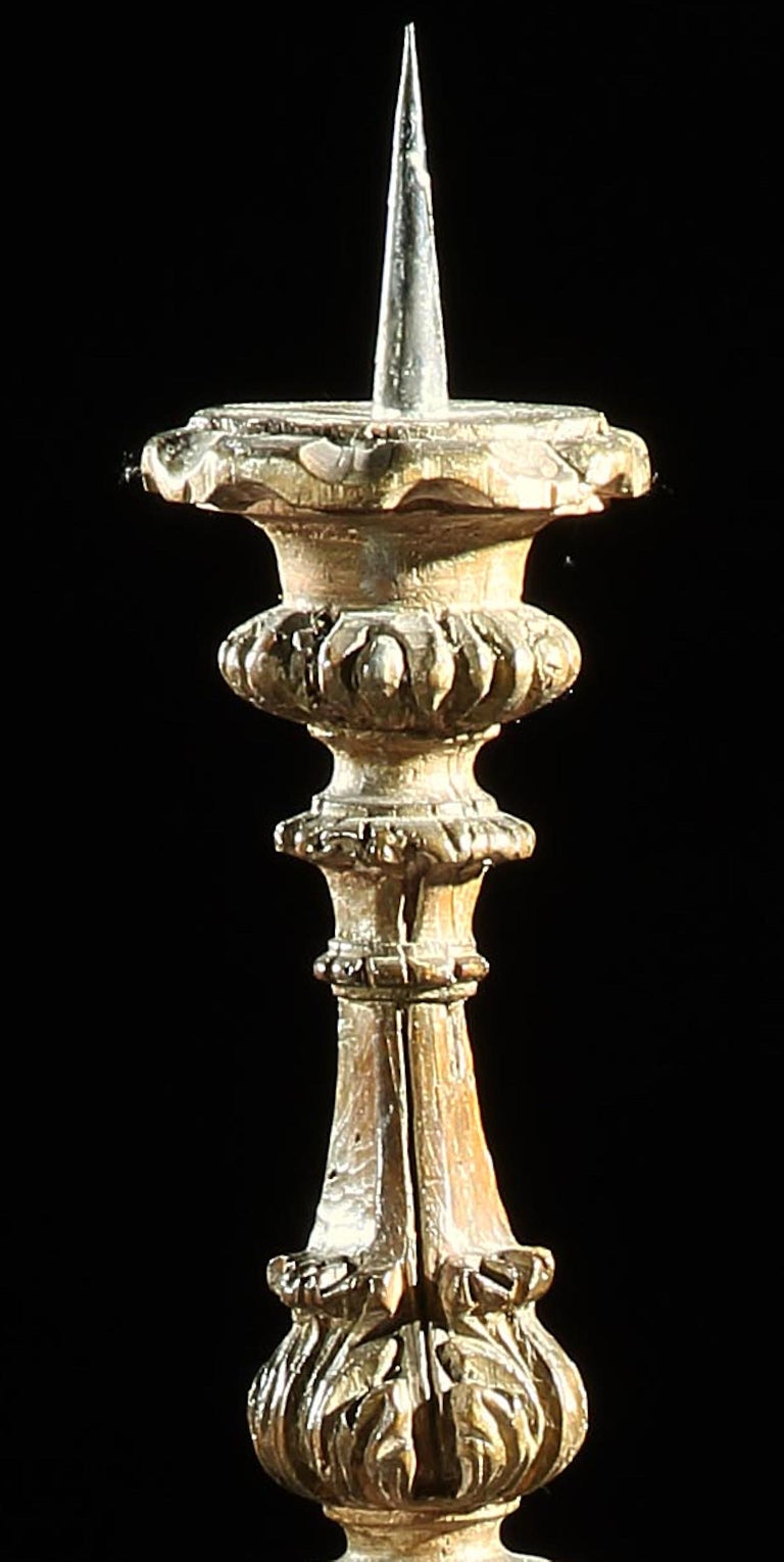 Candlestick Torchere Massive Pair Italian Baroque Beech Carved 40" high ...