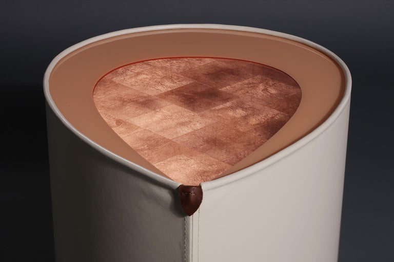 "Candy" Leather and Copper Leaf Side Table by Artist Florian Roeper For ...