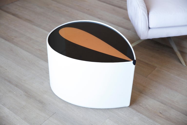 "Candy" Leather and Rose Gold Leaf Side Table by Artist Florian Roeper ...