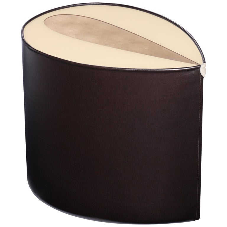 "Candy" Side Table in Leather and Bronze Leaf by Artist Florian Roeper ...