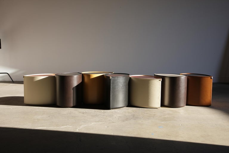 "Candy" Side Table in Leather and Charred Wood by Artist Florian Roeper ...