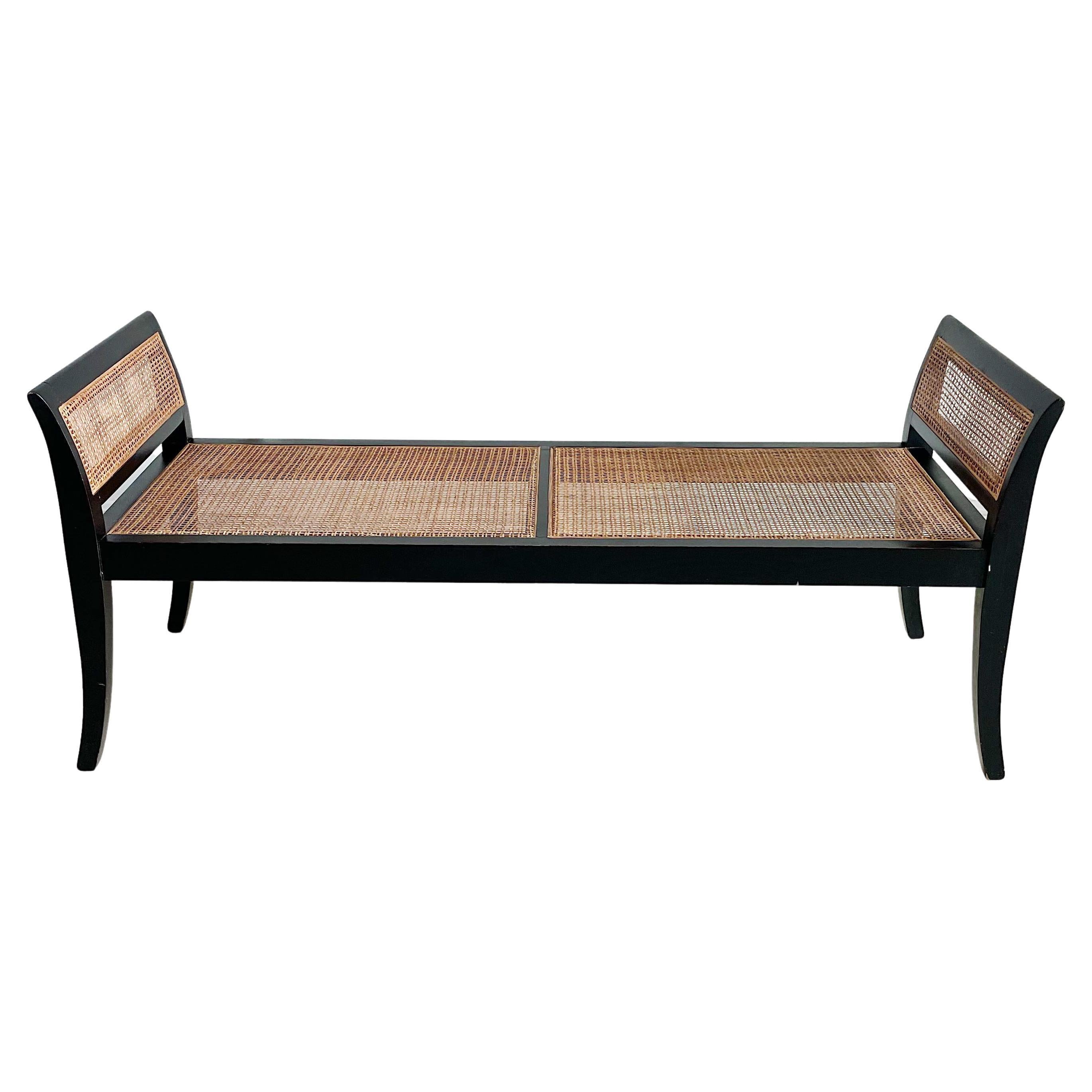 Extra Long MCM Bench in Natural Mohair, 1950s at 1stDibs