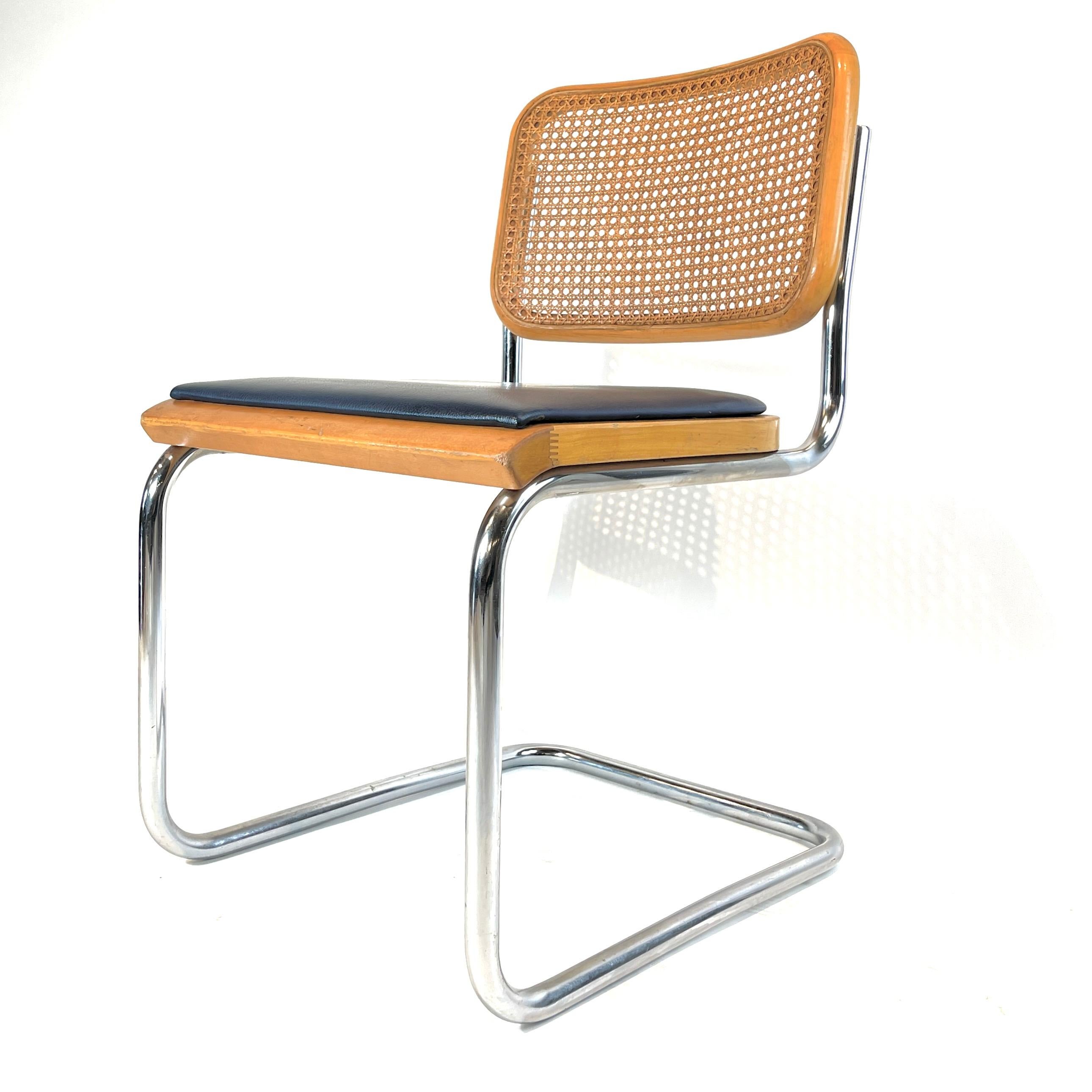 Cane Cesca Chair by Marcel Breuer with Navy Seat, Multiple Available ...
