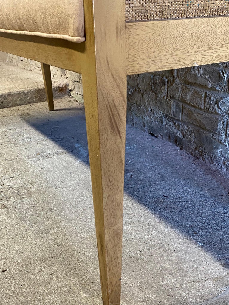 Mid Century Modern Caned Back Bench For Sale at 1stDibs