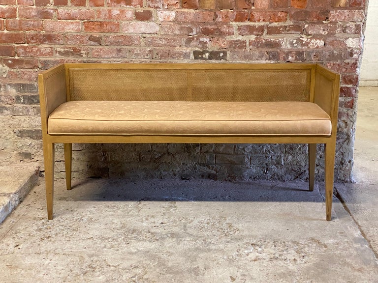 Mid Century Modern Caned Back Bench For Sale at 1stDibs